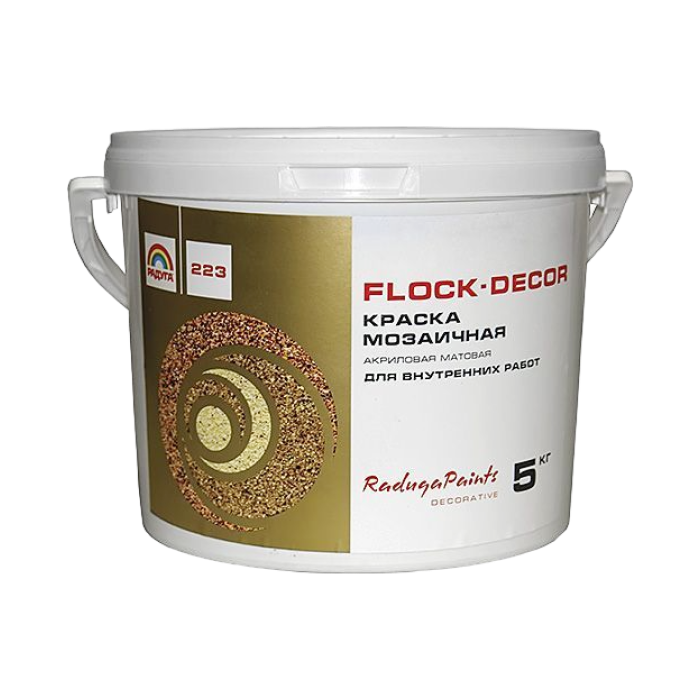 Краска РАДУГА 223 Flock-Decor мозаичная 10 кг (акриловая) в Центре ...